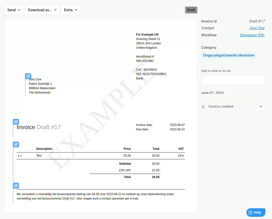 How can I deactivate invoice sending in my accounting package?